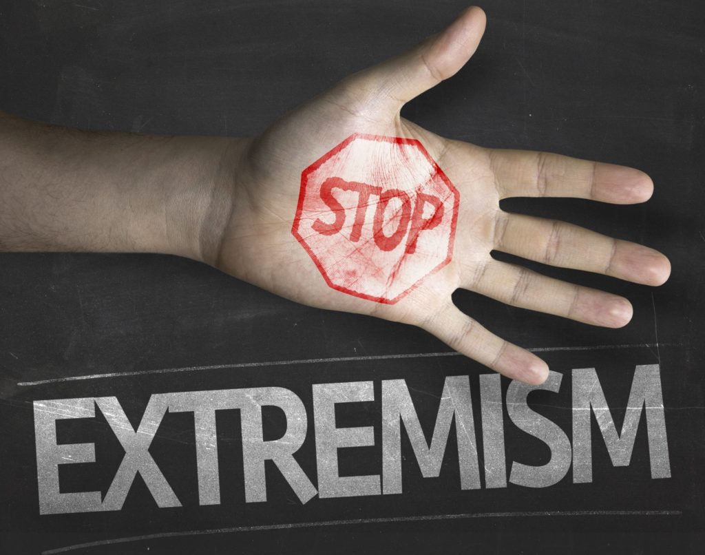 Educational and Creative composition with the message Stop Extremism ...